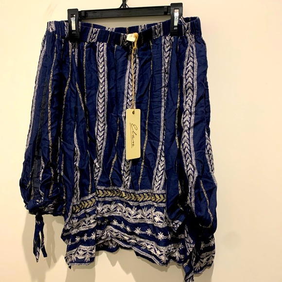 Elan | Tops | Off Shoulder Blue Floral Blouse | Poshmark